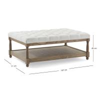 China Small Solid Wood Coffee Tables Tufted Upholstered Coffee Table With Wooden Shelf for sale