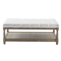 China Small Solid Wood Coffee Tables Tufted Upholstered Coffee Table With Wooden Shelf for sale
