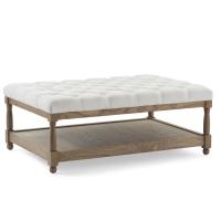 China Small Solid Wood Coffee Tables Tufted Upholstered Coffee Table With Wooden Shelf for sale