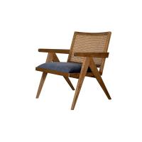 China High Stability Solid Wood Lounge Chair With Cane Backrest And Upholstered Seat for sale