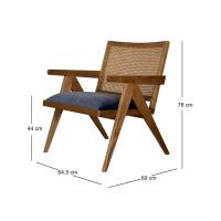China High Stability Solid Wood Lounge Chair With Cane Backrest And Upholstered Seat for sale