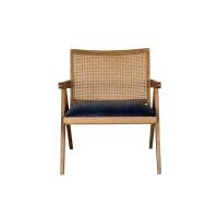 China High Stability Solid Wood Lounge Chair With Cane Backrest And Upholstered Seat for sale