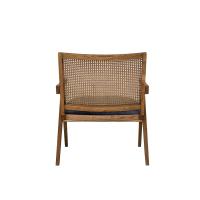 China High Stability Solid Wood Lounge Chair With Cane Backrest And Upholstered Seat for sale