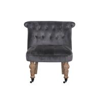 China Stable Dining Room Velvet Tufted Accent Chair With Carved Wooden Legs for sale