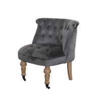China Stable Dining Room Velvet Tufted Accent Chair With Carved Wooden Legs for sale
