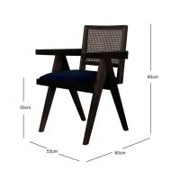 China Solid Wood Frame Cane Back Dining Chair 53*60*85cm supple With Velvet Seat for sale