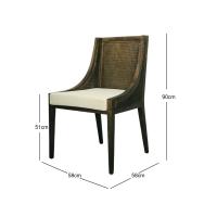 China Natural Rattan Back Dining or Lounge Chair with Solid Wood Frame and Soft-Padded Linen Seat for sale