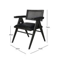 China Rattan Back Dining Chair with Soft Upholstered leather faux leather Seat and Armrests for sale