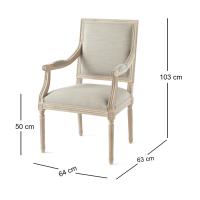 China Vintage French Dining Chair with Square Upholstered Back, Cotton-Linen Seat, and Armrests for sale