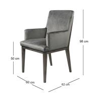 China Velvet Upholstered Dining or Lounge Chair with Armrests and Solid Wood Frame for sale