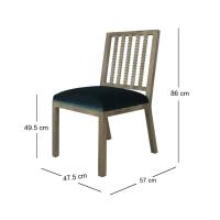 China intage Dining Chair with Lattice Back Design, Soft Velvet Seat, and Distressed Paint Finish for sale