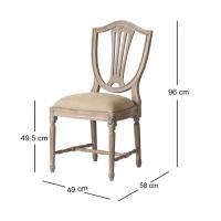 China Designer French Style Dining Chairs With Unique Backrest And Linen Upholstered Seat for sale