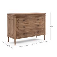 China Rustic Solid Wood 3 Drawer Dresser Modern Design With Carved Details for sale