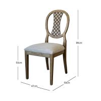China French Vintage Wooden Upholstered Dining Chairs With Patterned Backrest for sale