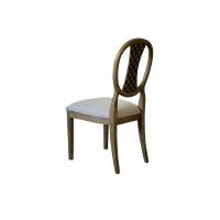 China French Vintage Wooden Upholstered Dining Chairs With Patterned Backrest for sale