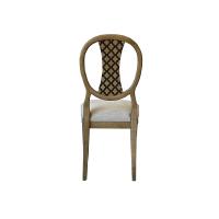 China French Vintage Wooden Upholstered Dining Chairs With Patterned Backrest for sale