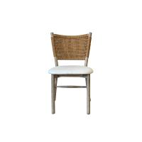 China Upholstered Seat Woven Back Dining Chair Easy Cleaning Comfortable For Dining Room for sale