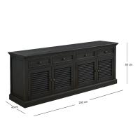 China Vintage Black Solid Wood Dresser Stylish 200×43×80cm Smooth Top Surface for sale