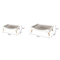 China Nordic Paws Wooden Pet Beds Solid Wood Dog Bed With Faux Fur Cushion for sale