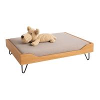 China Metal Frame Elevated Pet Bed With Linen Cushion Washable For Dong And Cat for sale