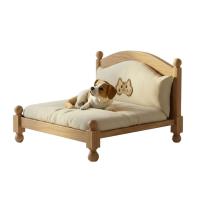 China Stylish Luxury Solid Wood Dog Bed High Stability With Cushion And Headboard for sale