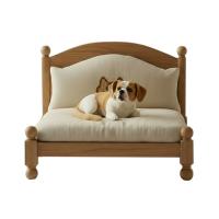 China Stylish Luxury Solid Wood Dog Bed High Stability With Cushion And Headboard for sale