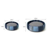China Denim Patchwork Round Pet Bed Soft Washable Round Pet Bed Modern Style for sale