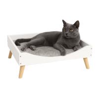 China Nordic Paws Wooden Pet Beds Solid Wood Dog Bed With Faux Fur Cushion for sale