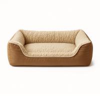 China Cozy Fleece Dog Bed Soft 60×45×22cm With Waterproof Base Removable Cushion for sale