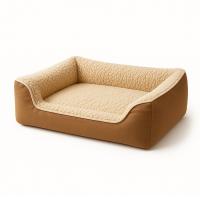 China Cozy Fleece Dog Bed Soft 60×45×22cm With Waterproof Base Removable Cushion for sale