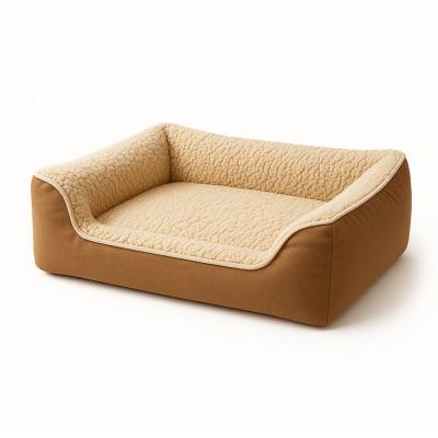 China Cozy Fleece Dog Bed Soft 60×45×22cm With Waterproof Base Removable Cushion for sale