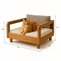 China Mid Century Wooden Pet Beds Lightweight Cat Lounge Chair Easy Cleanup for sale