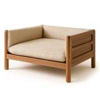China Nordic Minimalist Dog Bed With Beige Linen Cushion Lightweight Long Lasting for sale
