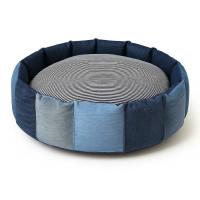 China Denim Patchwork Round Pet Bed Soft Washable Round Pet Bed Modern Style for sale