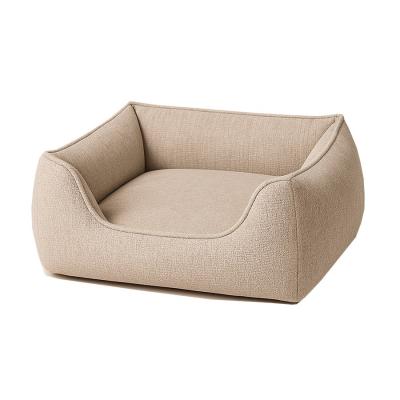 China High Security Wooden Pet Beds Soft Plush Dog Cat Wooden Pet Sofa Relaxation for sale