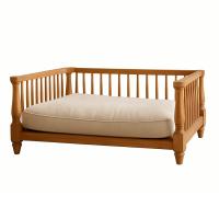 China Eco Friendly Wooden Pet Beds Hygiene Linen Cushion Solid Wood Dog Bed for sale