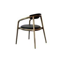 China Scandinavian Modern Dining Chair with Curved Wood Frame and Leather Upholstery for sale