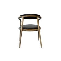 China Scandinavian Modern Dining Chair with Curved Wood Frame and Leather Upholstery for sale