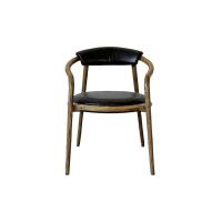 China Scandinavian Modern Dining Chair with Curved Wood Frame and Leather Upholstery for sale