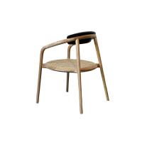 China Modern Wishbone Style Dining Chair With Woven Seat And Leather Backrest for sale