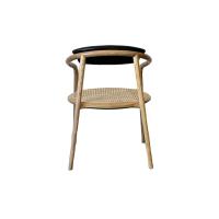 China Modern Wishbone Style Dining Chair With Woven Seat And Leather Backrest for sale