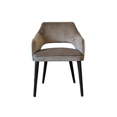 China Modern Upholstered Dining Chair with Velvet Seat and Contrast Fabric Back for sale