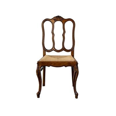 China French Vintage Carved Dining Chair with Cane Seat for sale
