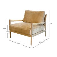China Breathable Comfort Indoor Modern Wood Lounge Chair With Velvet Cushions for sale