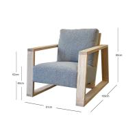 China Contemporary Solid Wood Armchair 81×109×80cm With Gray Fabric Upholstery for sale