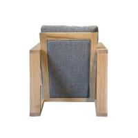 China Contemporary Solid Wood Armchair 81×109×80cm With Gray Fabric Upholstery for sale