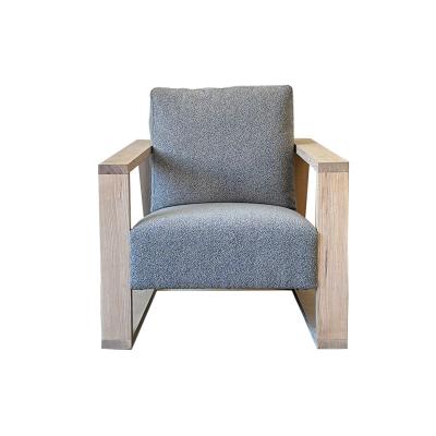 China Contemporary Solid Wood Armchair 81×109×80cm With Gray Fabric Upholstery for sale