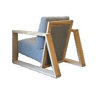 China Contemporary Solid Wood Armchair 81×109×80cm With Gray Fabric Upholstery for sale