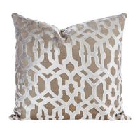 China Geometric Velvet Feather Filled Throw Pillow 22 Inch Beautifully Soft For Living Room for sale