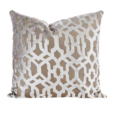 China Geometric Velvet Feather Filled Throw Pillow 22 Inch Beautifully Soft For Living Room for sale